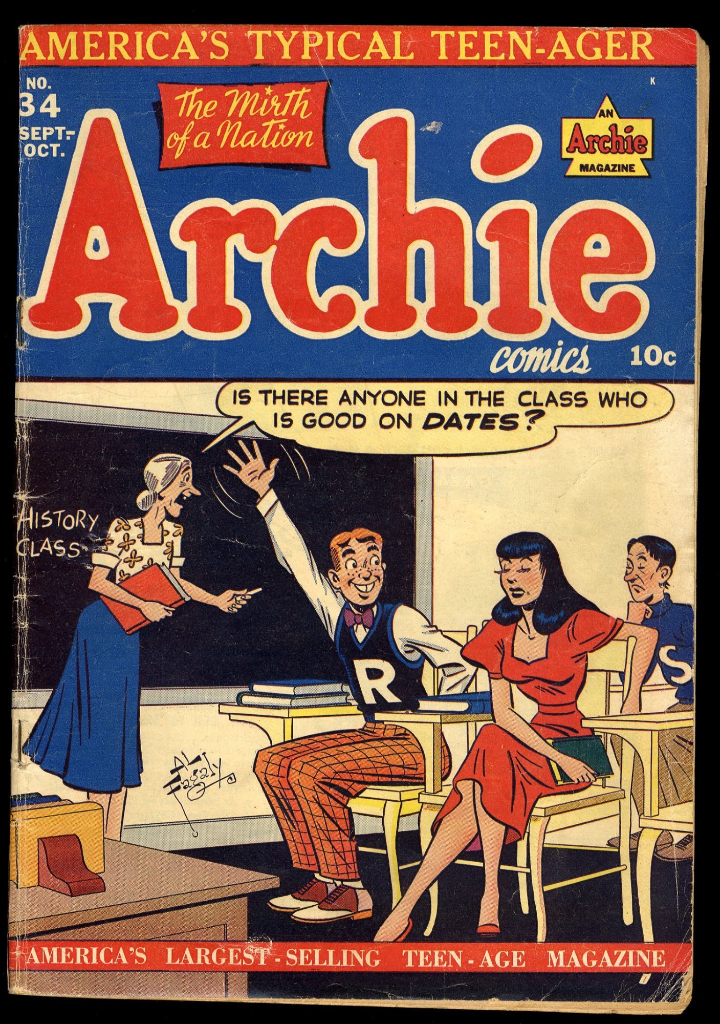 Archie Comics #34 VG+ 4.5 The Hair Raiser! Bill Vigoda Al Fagaly Cover ...