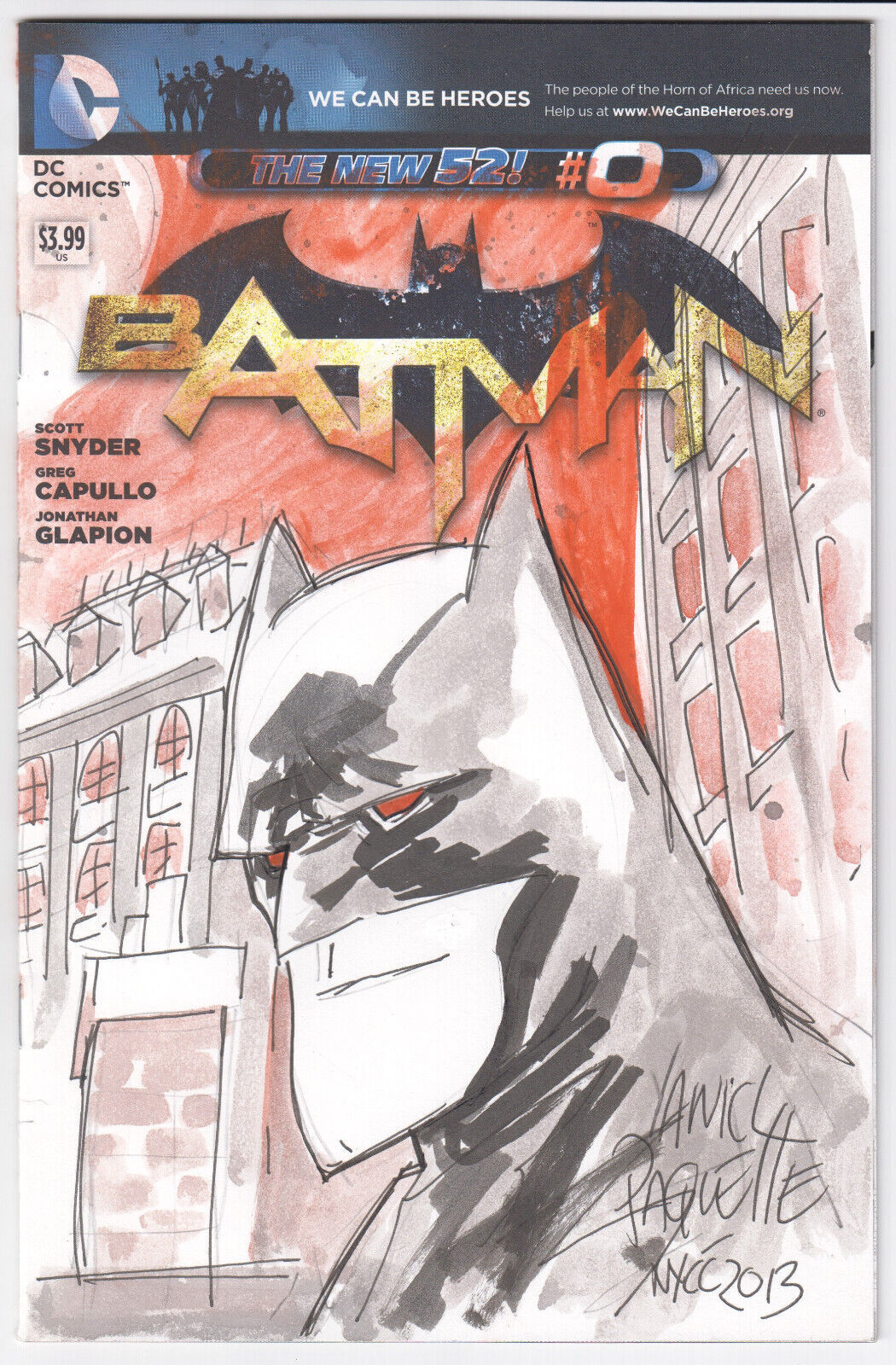 Batman #0 - Front & Back Sketch Cover Art by Yanick Paquette - 2012 ...