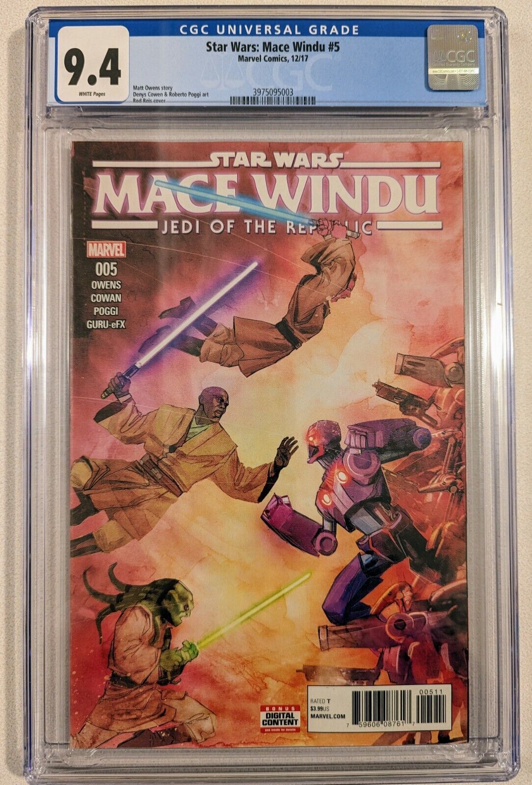 Star Wars Mace Windu #5 CGC 9.4 1st Ahsoka Tano in Marvel Continuity ...