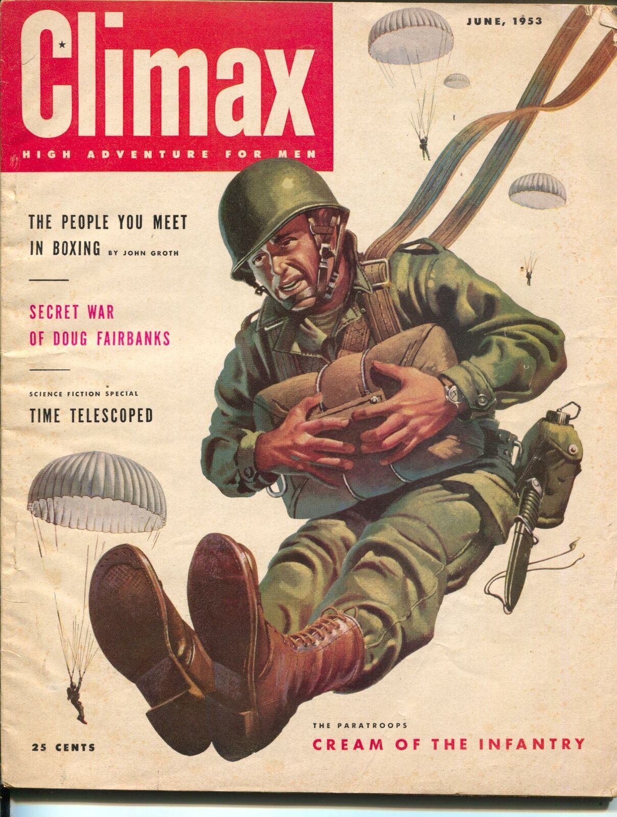 Climax #4 6/1953-exploitation-cheesecake-human sacrifice-parachute-VG ...
