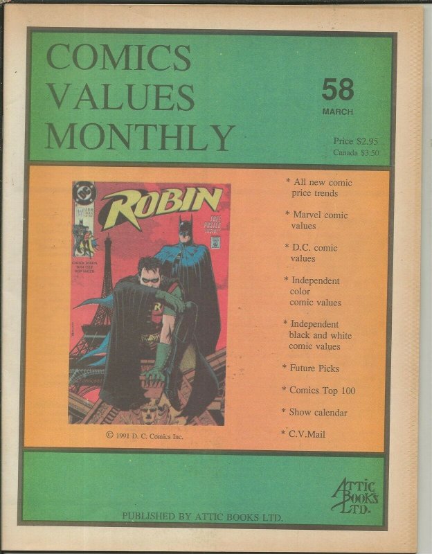 Comic Values Monthly #58 ORIGINAL Vintage 1991 DC Batman Robin | Comic ...