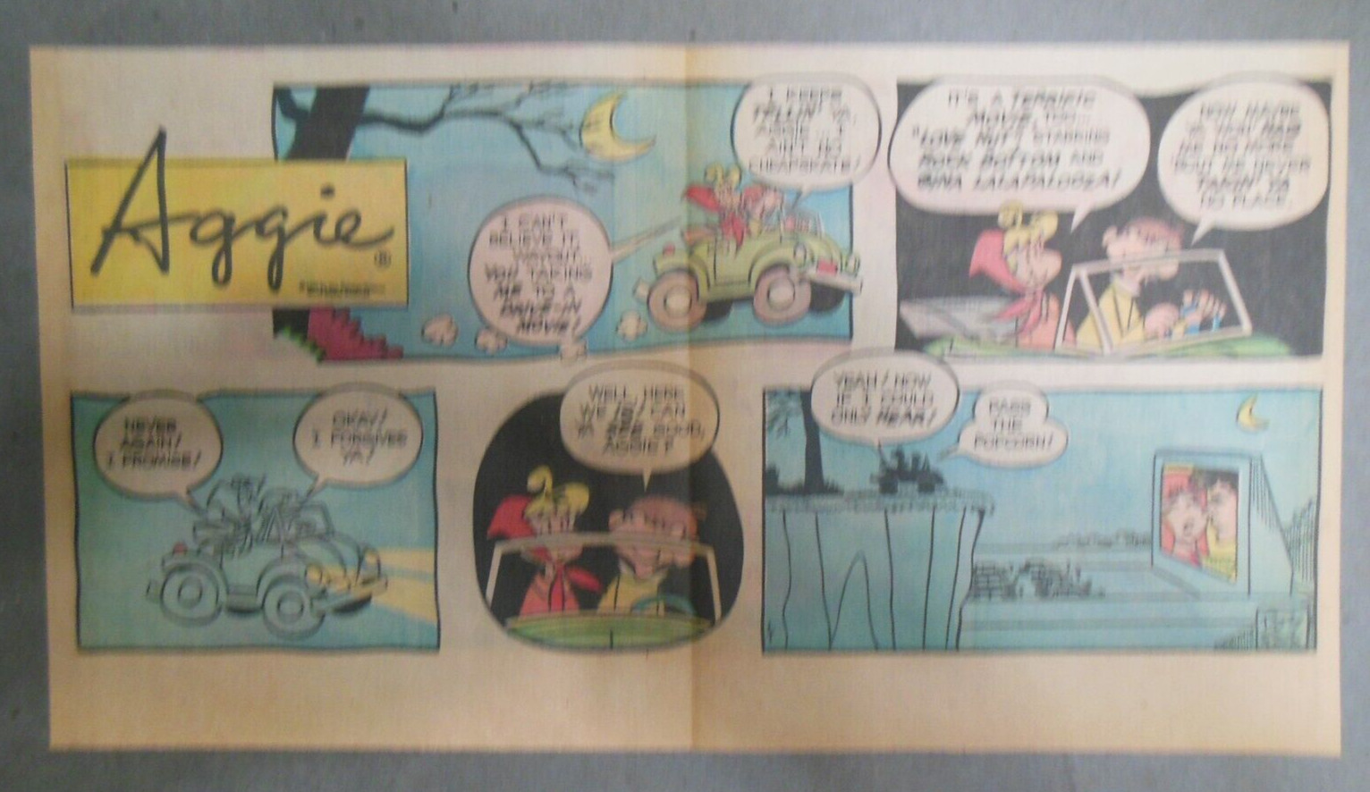 (6) Aggie Sunday Pages by Roy Fox from 1967 Size: 7.5 x 15 inches ...