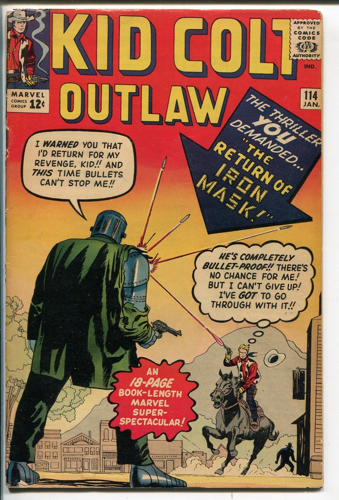 KID Colt Outlaw #114-1964-Marvel-Jack Kirby-Iron Mask-Joe Maneely-Vg+ ...