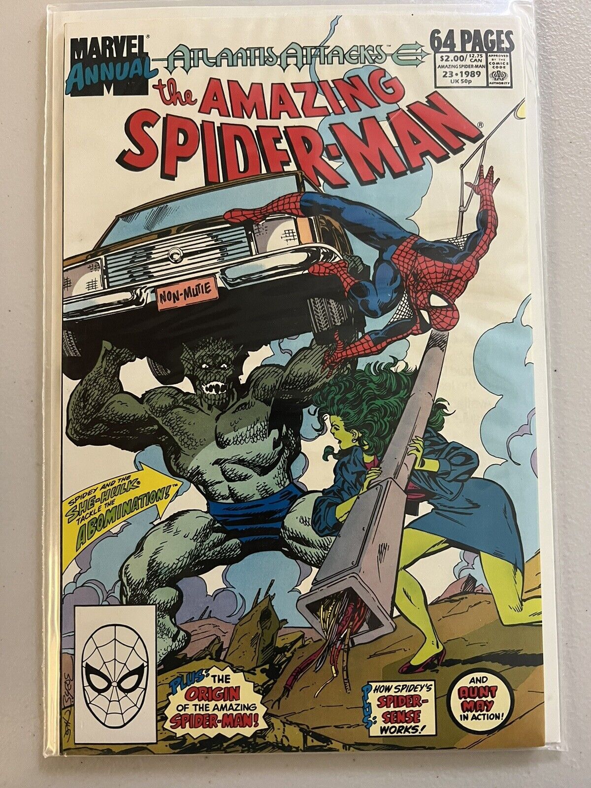 Amazing Spider-Man Annual #23 VF- Byrne Origin SM She-Hulk Abomination ...