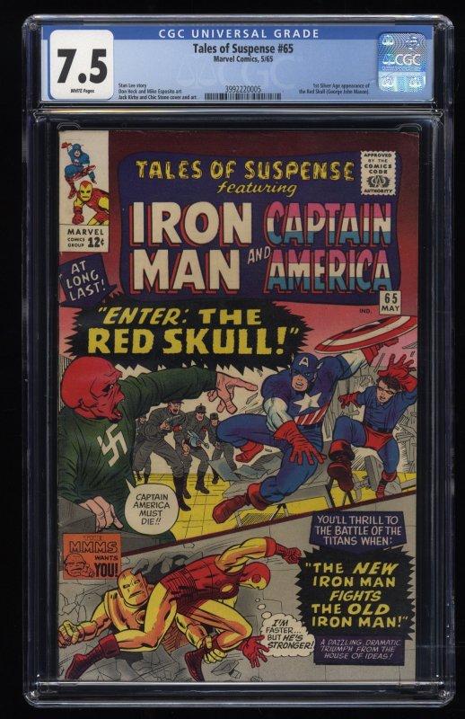 Tales Of Suspense #65 CGC VF- 7.5 White Pages 1st Appearance SA Red ...