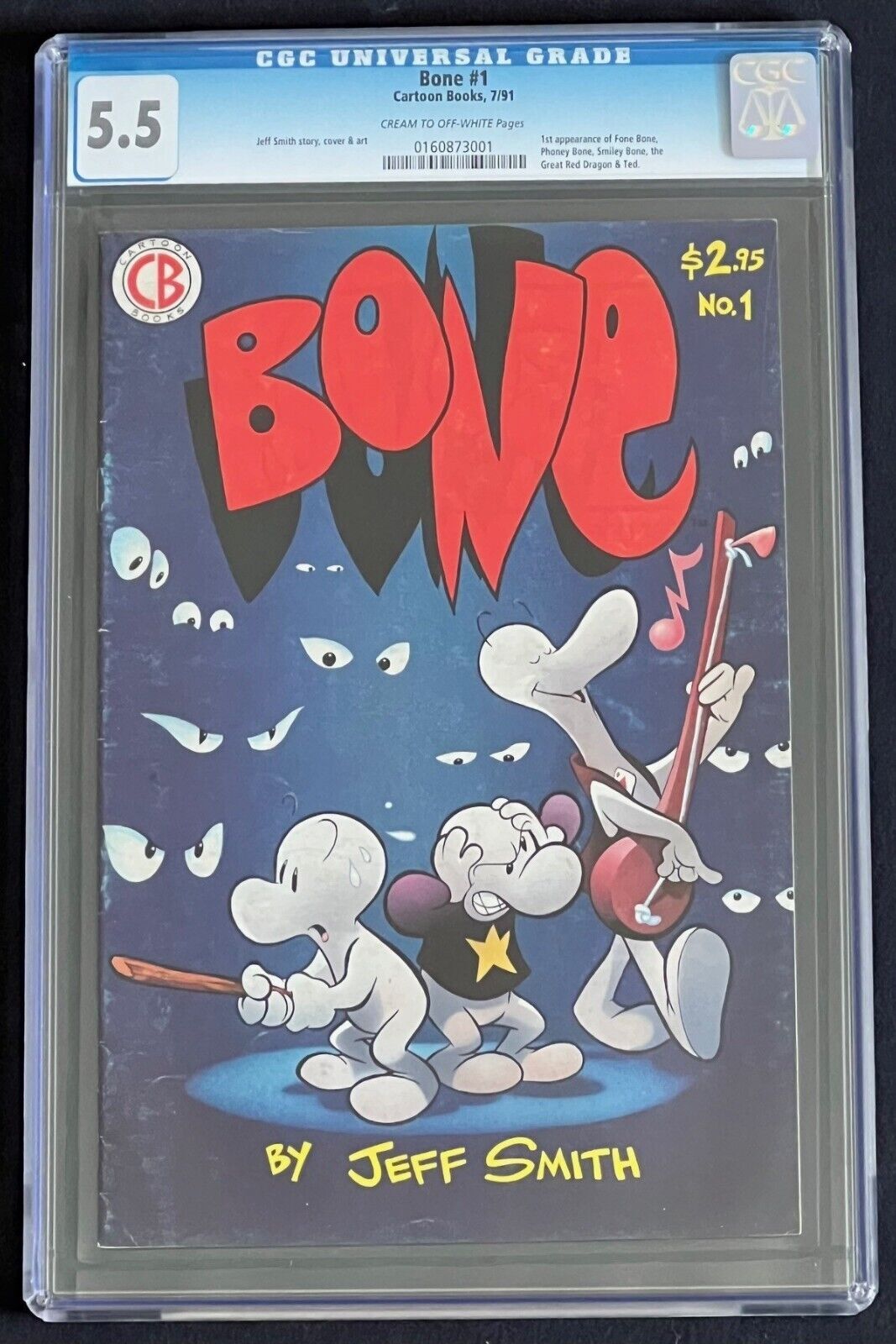 Bone #1 Cartoon Books 1991 CGC 5.5 Fone Phoney Smiley Great Red Dragon ...