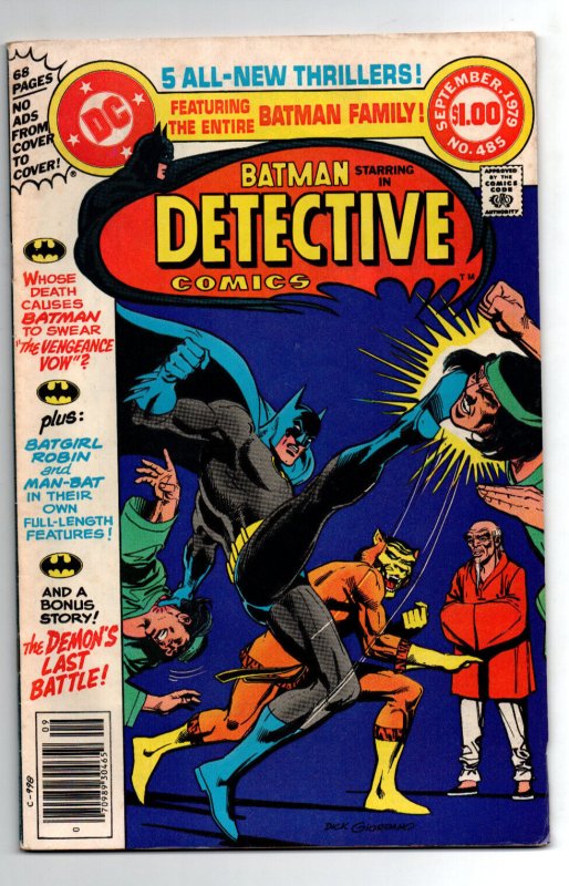 Detective Comics #485 newsstand - Batman - Batgirl - Robin - 1979 - FN ...