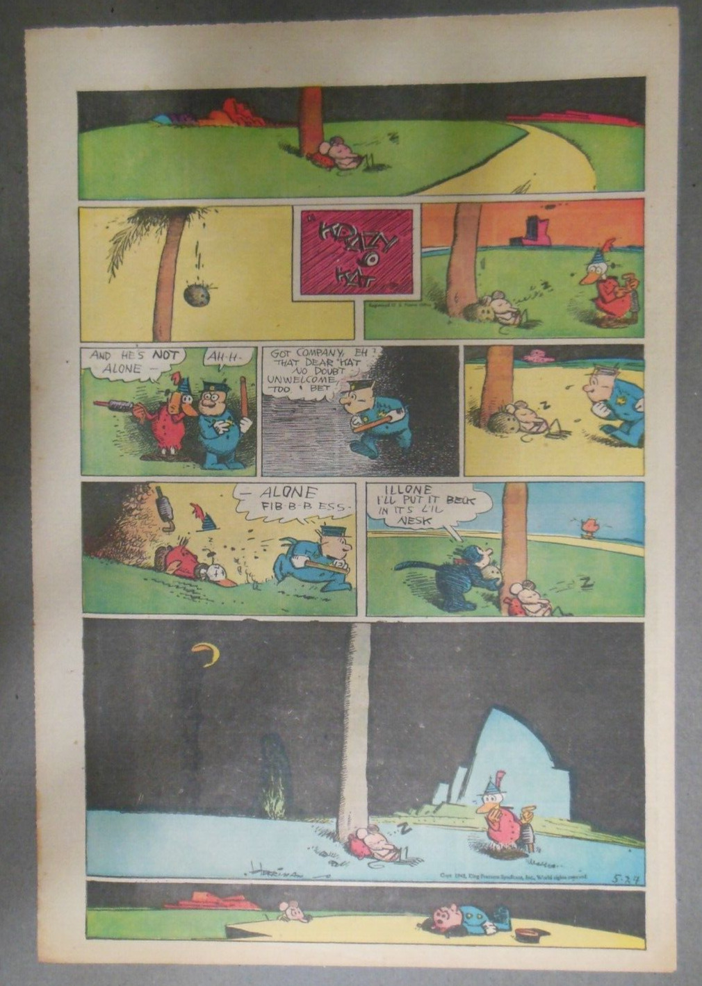 Krazy Kat Sunday Page by George Herriman from 5/24/1942 Size: 11 x 15 ...