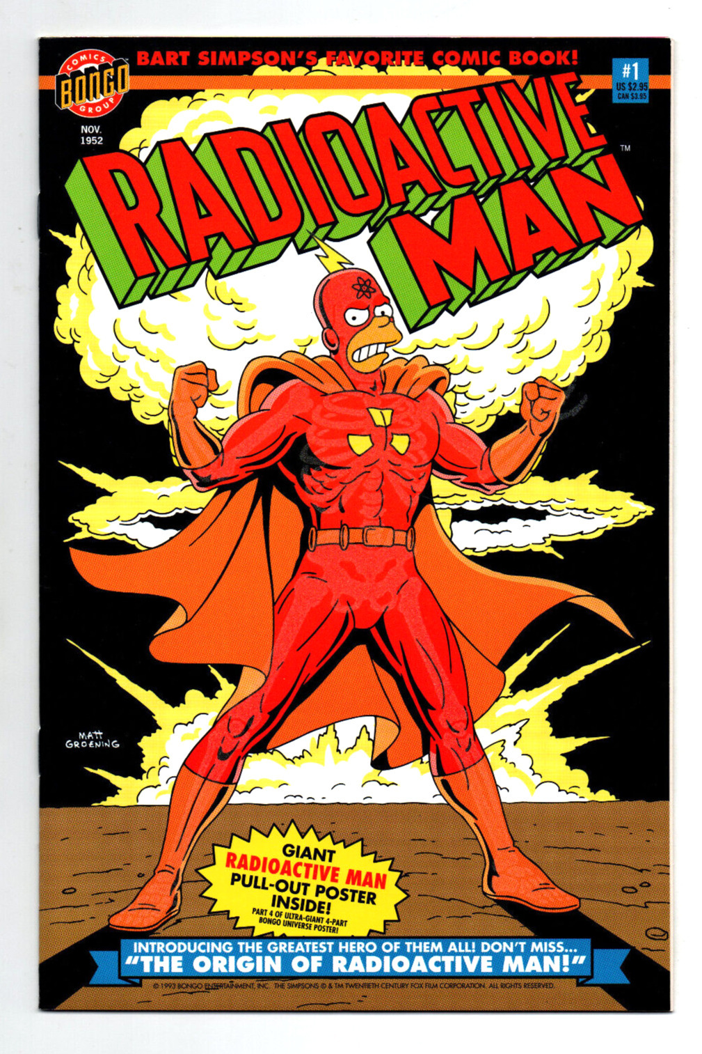 Radioactive Man #1 w/poster - glow in the dark - Simpsons - Bongo ...