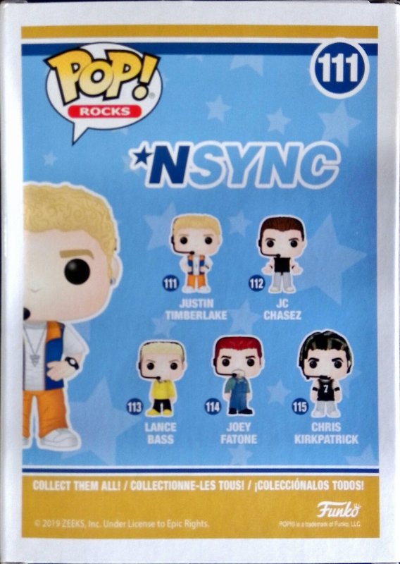 Funko POP! Rocks: NSYNC - Justin Timberlake Vinyl Figure 111 FC8 ...