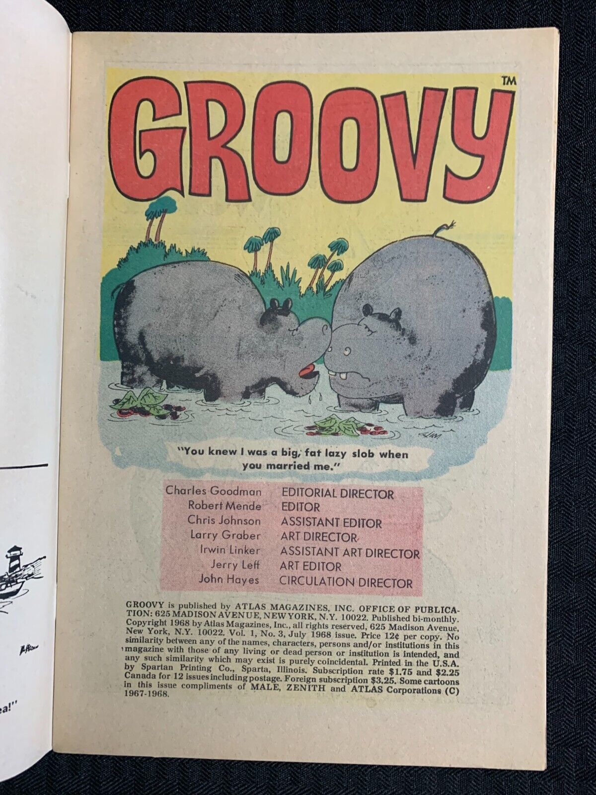 1968 GROOVY Cartoons Gags Jokes #3 FN 6.0 Atlas Magazines Inc | Comic ...