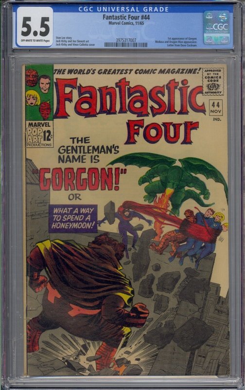 Fantastic Four #44 CGC 5.5 1st Gorgon Medusa Dragon MAN Jack Kirby ...