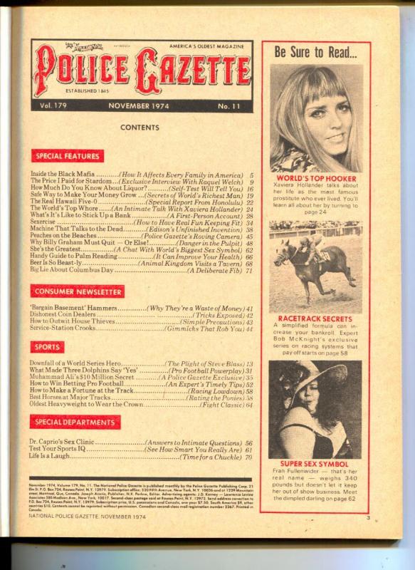 Police Gazette-Raquel Welch-Billy Graham-Muhammad Ali-J. Paul Getty-Nov ...
