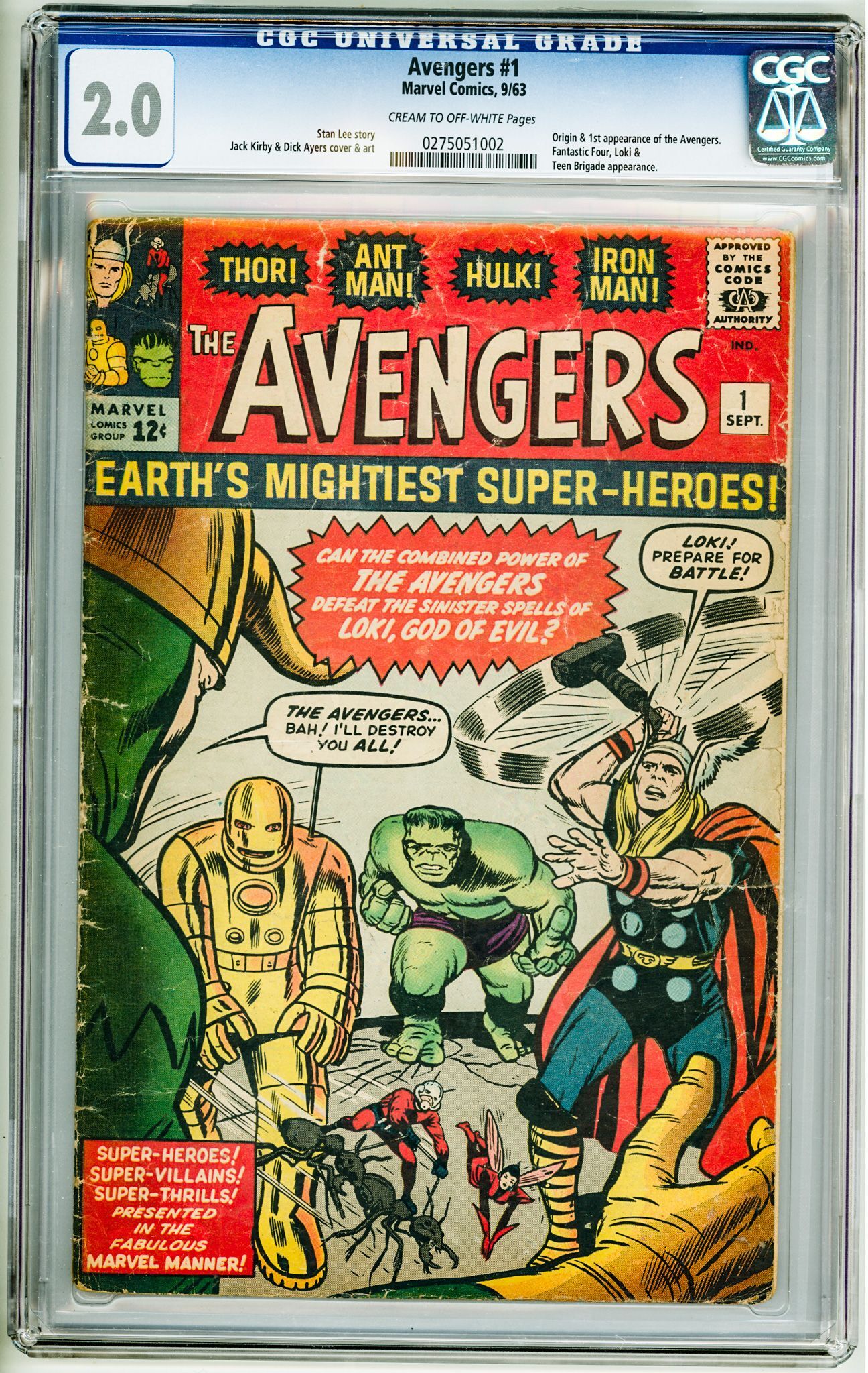 The Avengers #1 (1963) CGC 2.0! 1st Appearance of the Avengers! | Comic ...