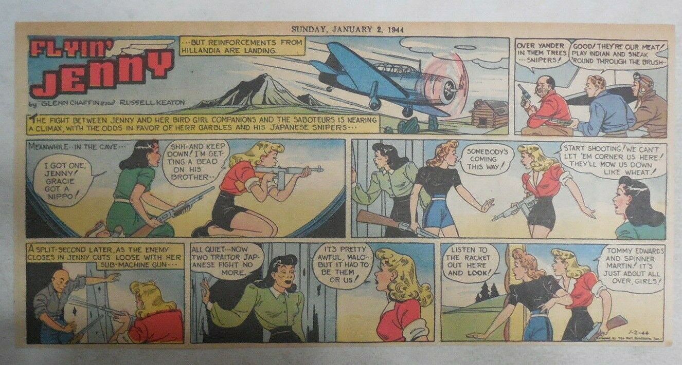 Flying Jenny Sunday Page by Gladys Parker from 1/2/1944 Size: 7.5 x 15 ...