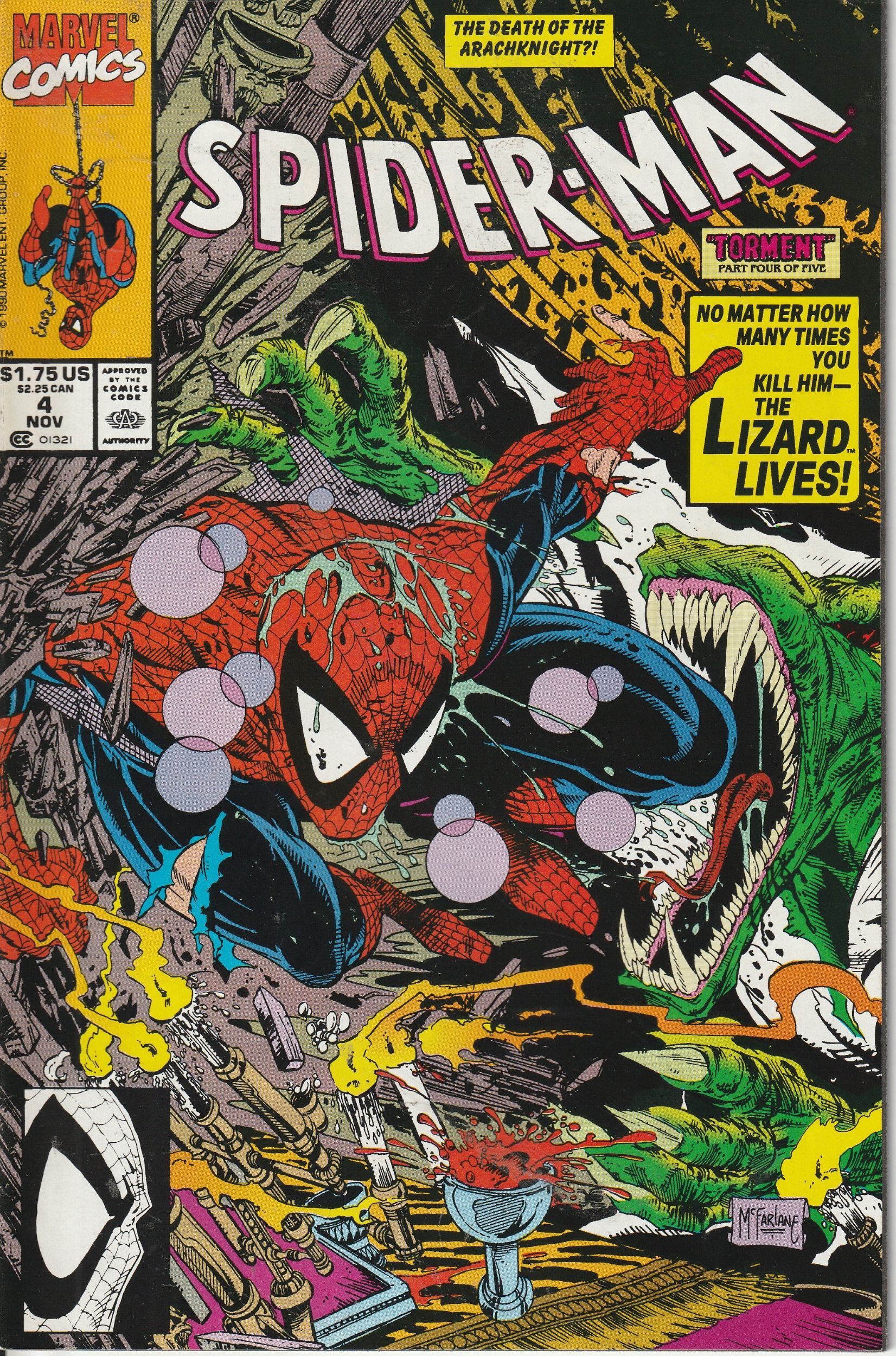 Spider-Man #4 Direct Edition (1990) The Lizard ! Todd McFarlane story ...