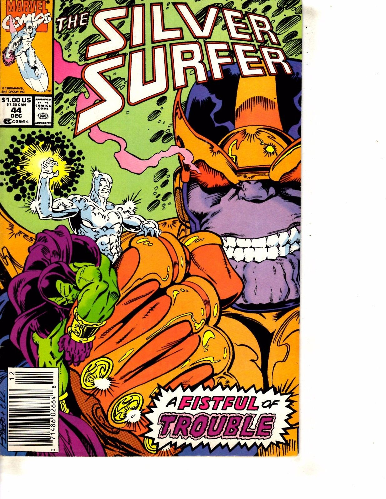 Silver Surfer # 44 FN Marvel Comic Book Infinity Gauntlet Thanos ...