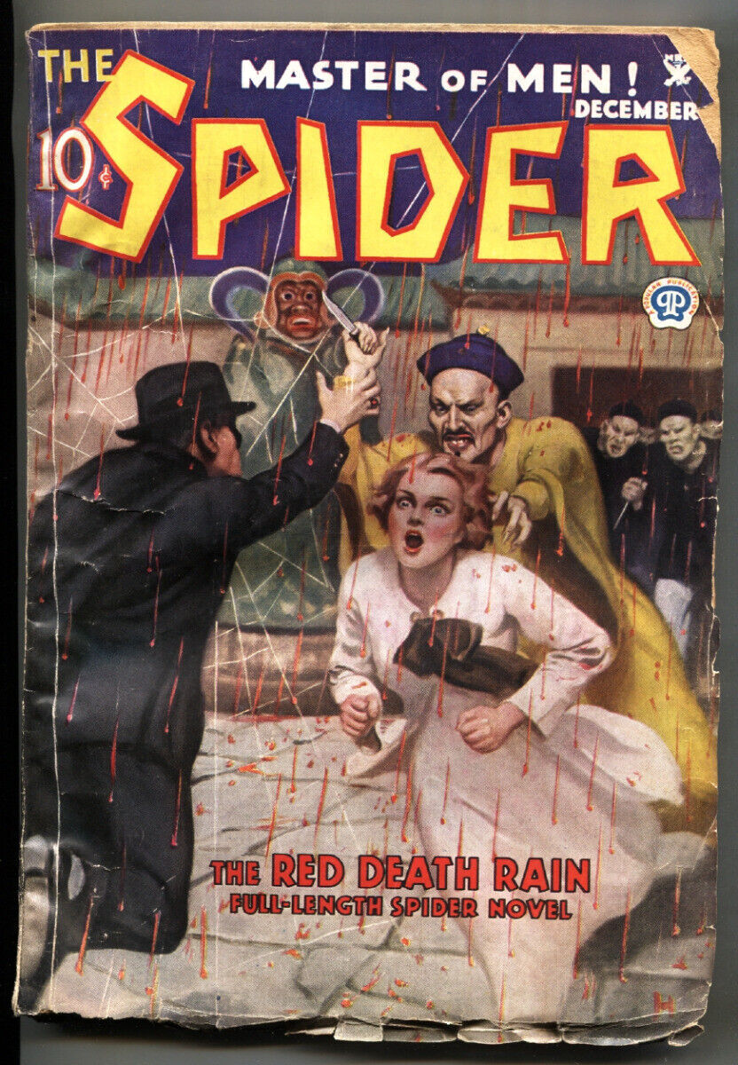 The Spider December 1934- Red Death Rain-villain menaces woman-pulp ...