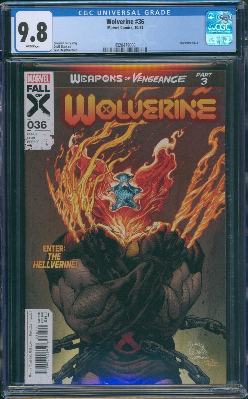 Wolverine #36 CGC 9.8 1st Appearance of Hellverine Cover A 2023 Ghost ...