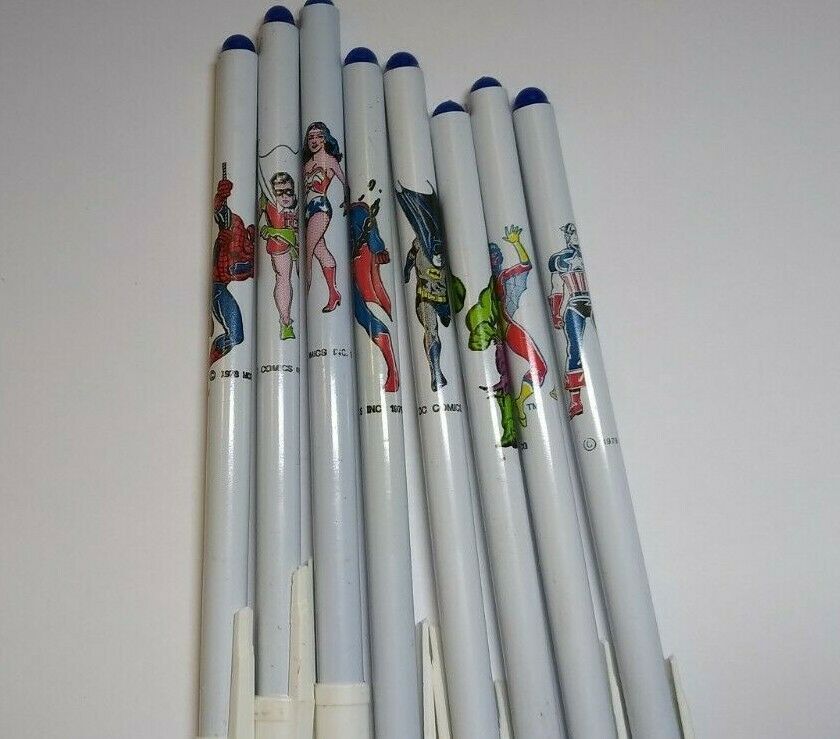 Superhero PENS 8 Wonder Women Spider Man Batman Hulk DC Comics Marvel ...