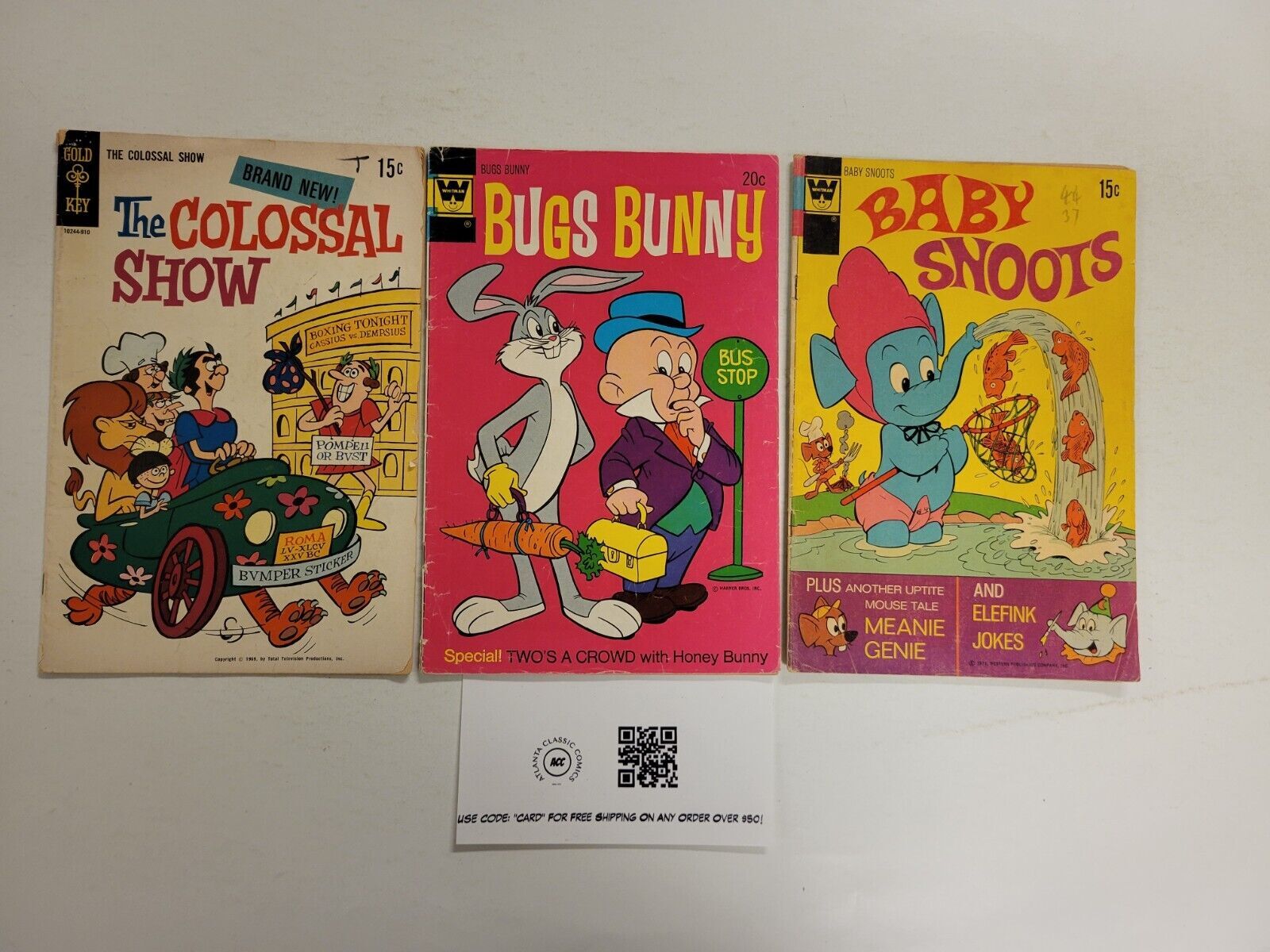 3 Gold Key Comics #7 Baby Snoots + #150 Bugs Bunny + #1 Colossal Show 9 ...