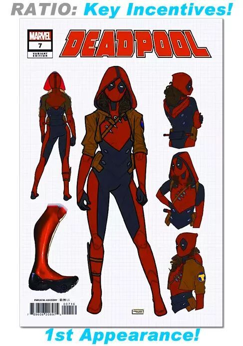 DEADPOOL 7 BIG-KEY 1st ELLIE NEW COSTUME VARIANT RATIO 1:25 Wade Wilson ...