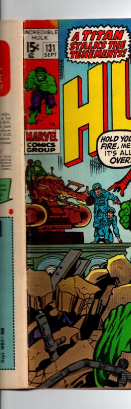 Incredible Hulk #131 - vs Iron Man - 1st Jim Wilson - 1970 - VG | Comic ...