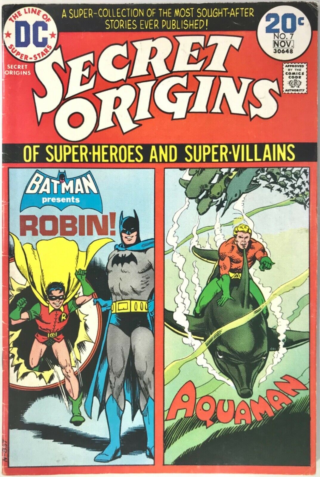 DC SECRET ORIGINS Comic Issue 7 — Robin & Aquaman — 1974 DC Universe VG ...