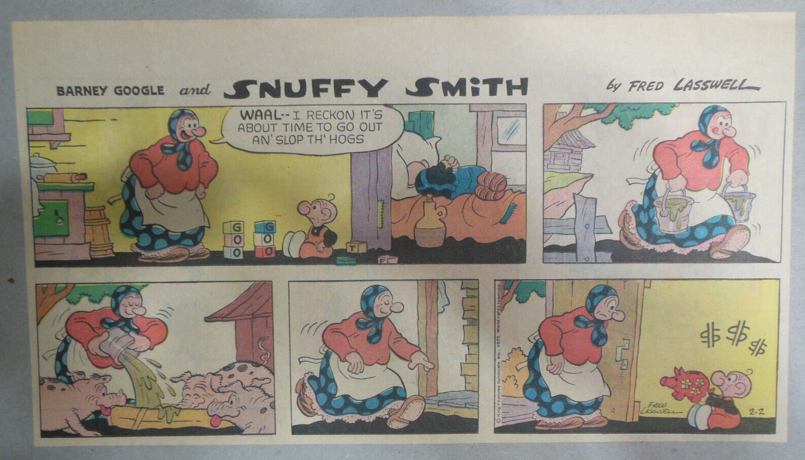 (34) Snuffy Smith Sunday Pages by Fred Lasswell from 1975 Size: 7.5 x ...