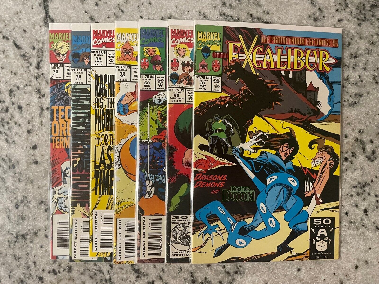 7 Excalibur Marvel Comic Books # 37 60 68 72 75 76 79 X-Men Wolverine ...