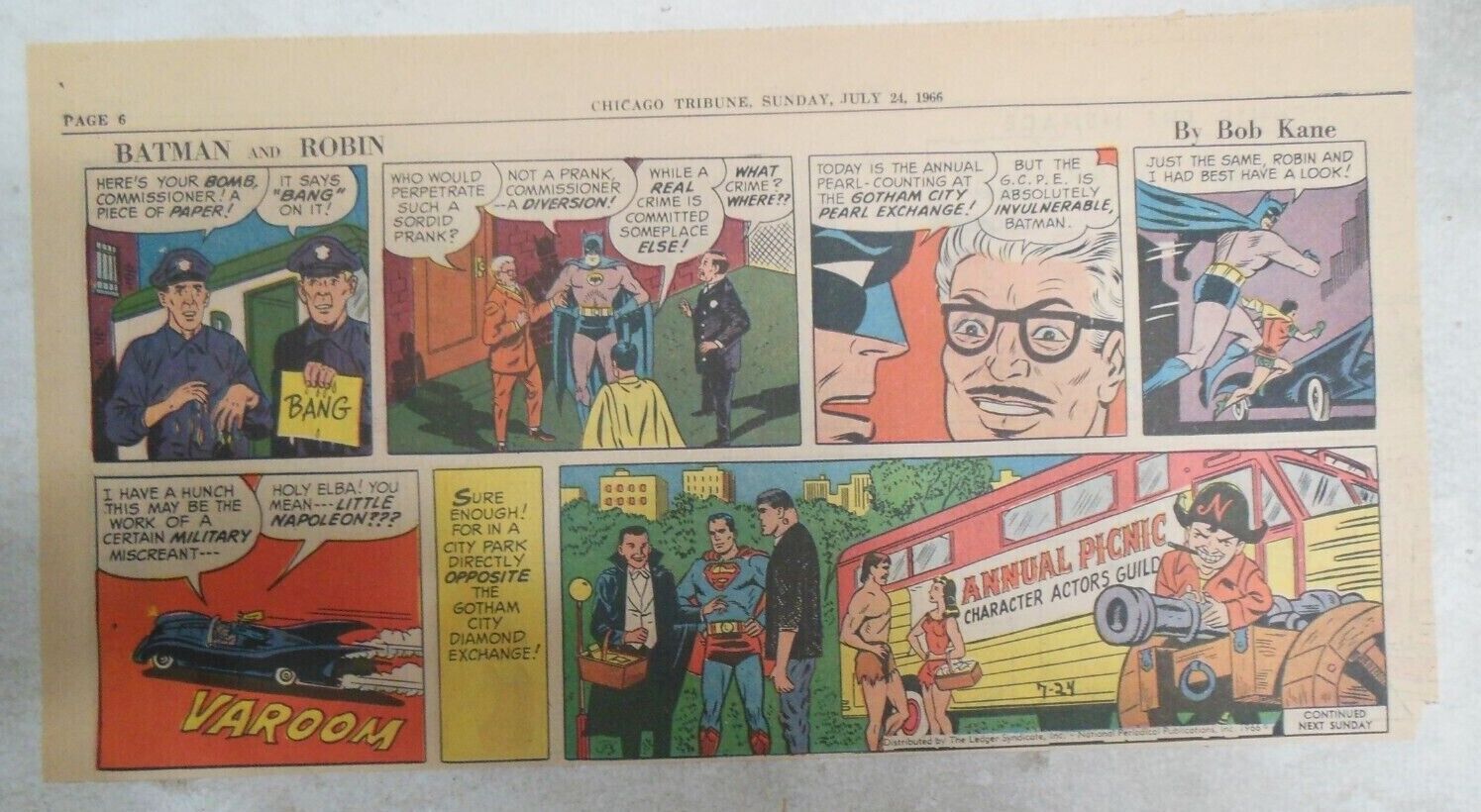 Batman Sunday by Bob Kane from 7/24/1966 Size: 7.5 x 15 inches Little ...
