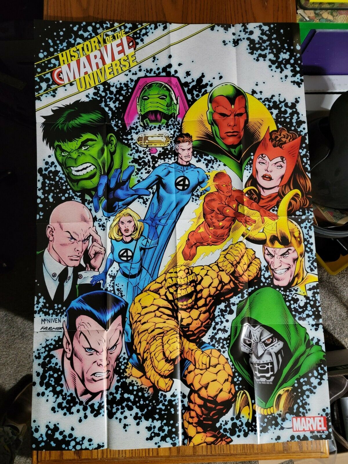 LARGE 36" x 24" History of the Marvel Universe Promo Poster Hulk Vision ...
