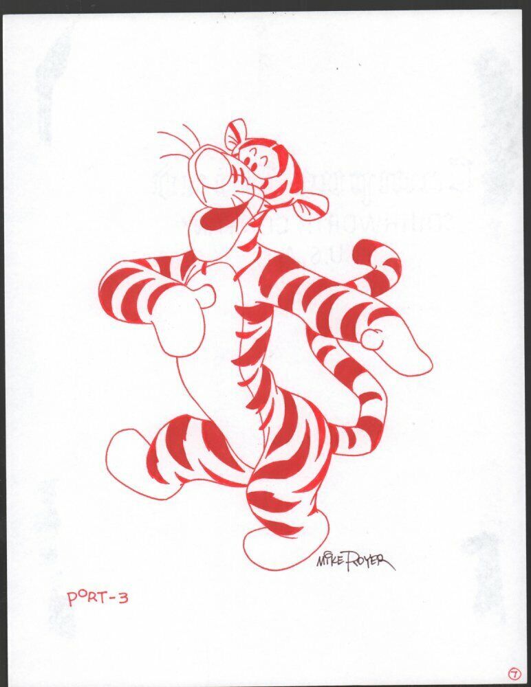 Winnie-the-Pooh Disney Red Ink Drawing Tigger Full Swing Port-3 by Mike ...
