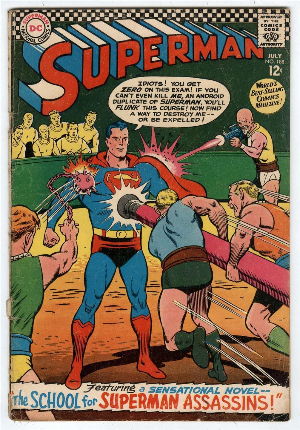 SUPERMAN #188 July 1966-Lois Lane ,Zunial, Thorz, School for Superman ...