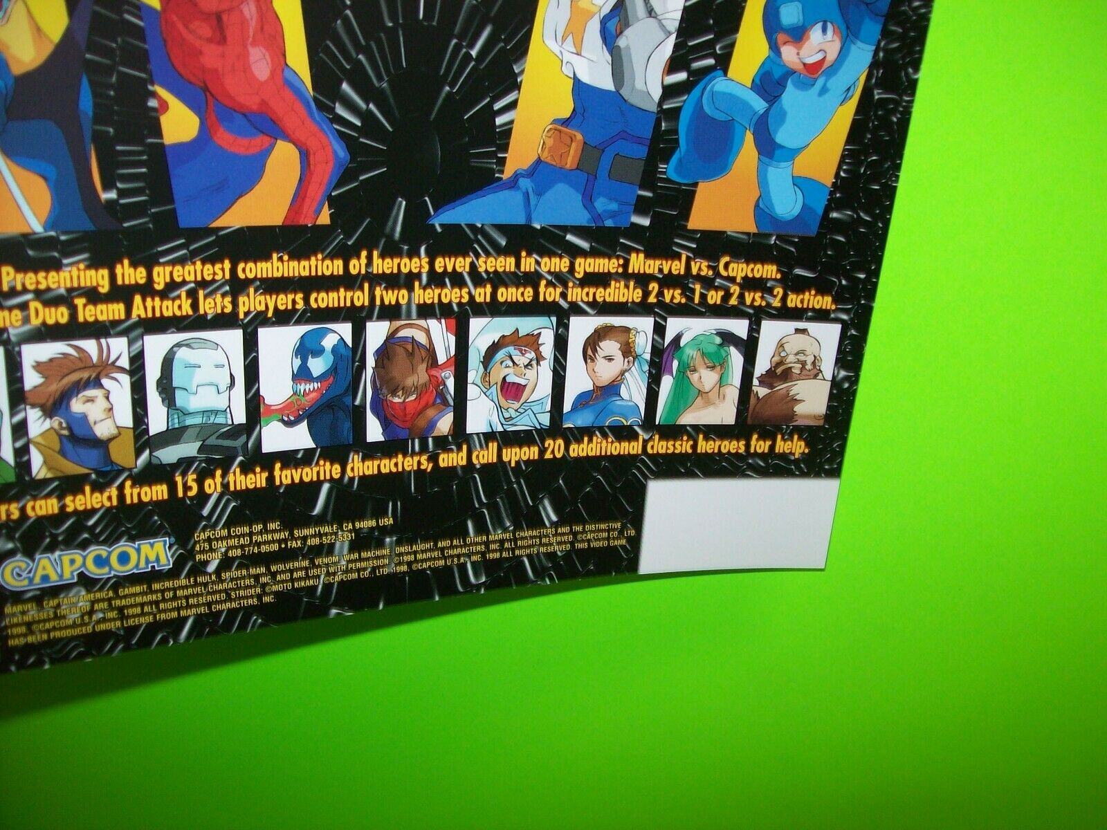 Marvel VS Capcom Super Heroes Arcade FLYER 1998 Original Venom ...