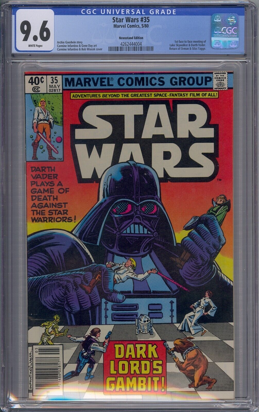 Star Wars #35 CGC 9.6 Luke Skywalker Meets Darth Vader Newsstand White ...