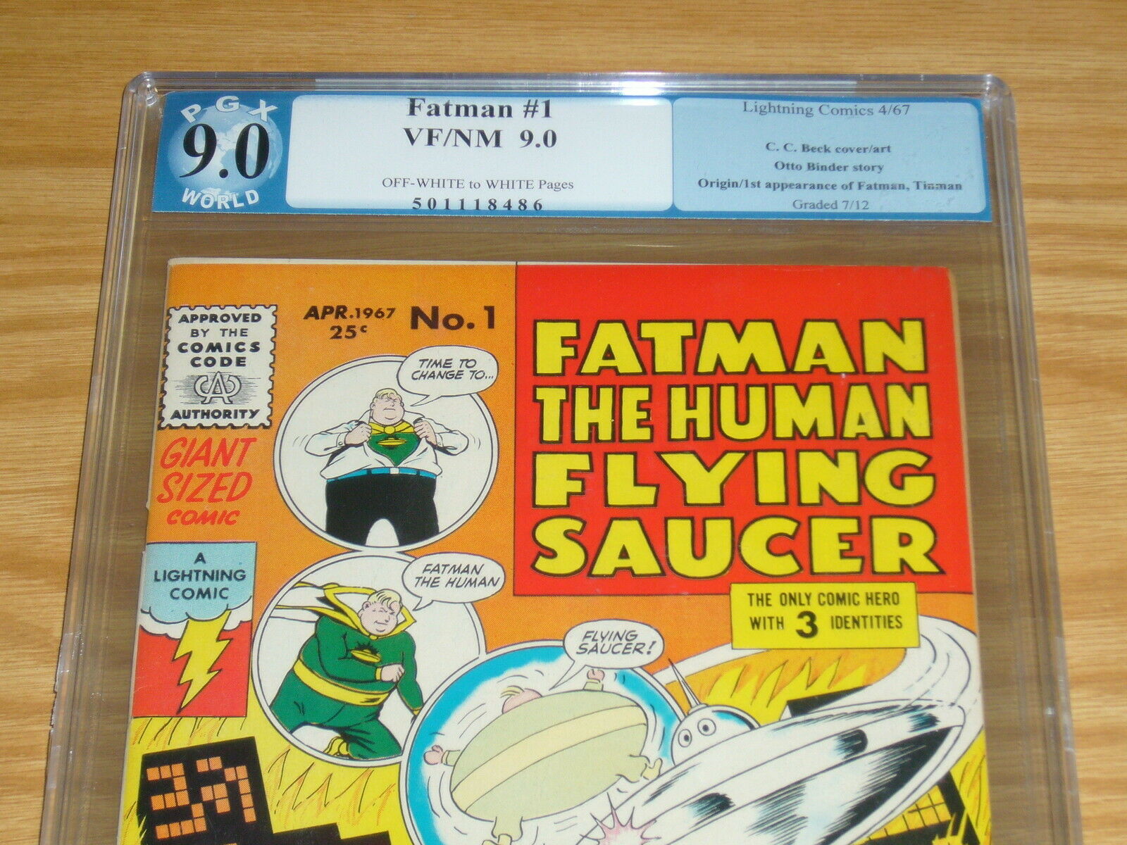 Fatman the Human Flying Saucer #1 PGX 9.0 silver age lightning comics ...