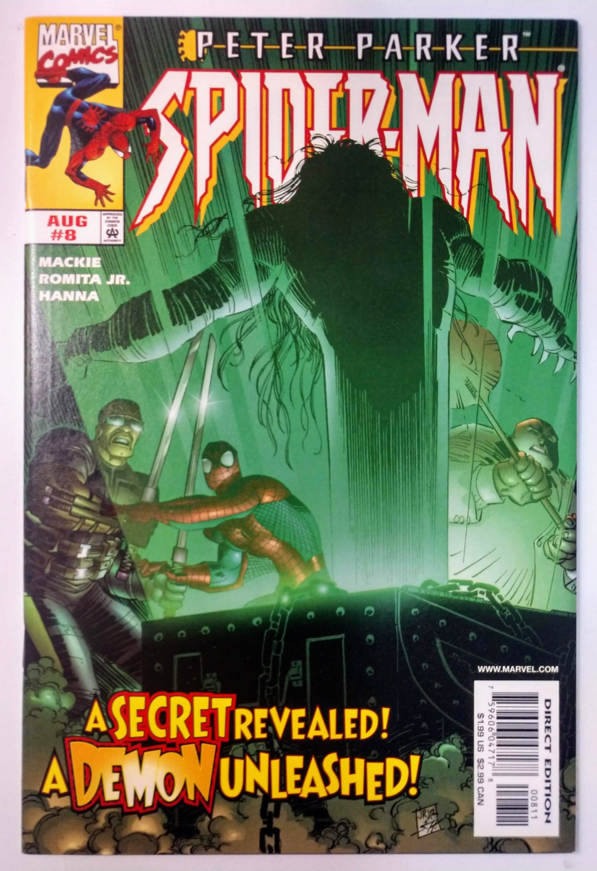 Peter Parker: Spider-Man #8 (9.4, 1999) Blade is bitten by Morbius ...