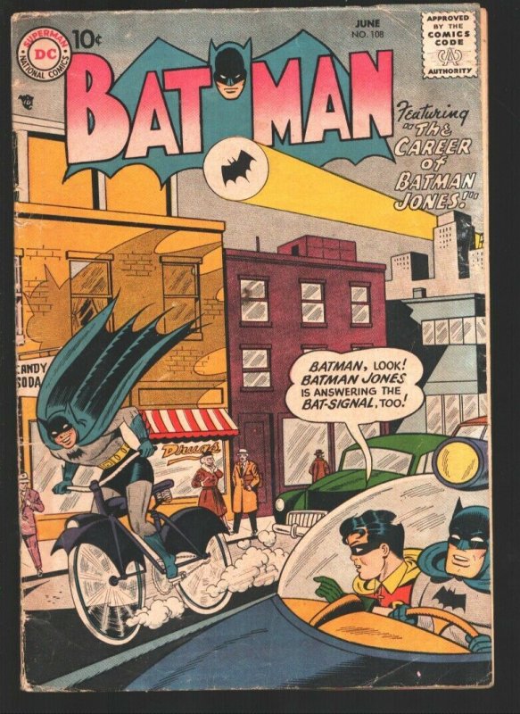 Batman #108 1957-DC-Bat Mobile & Bat Signal cover-"Career of Batman ...
