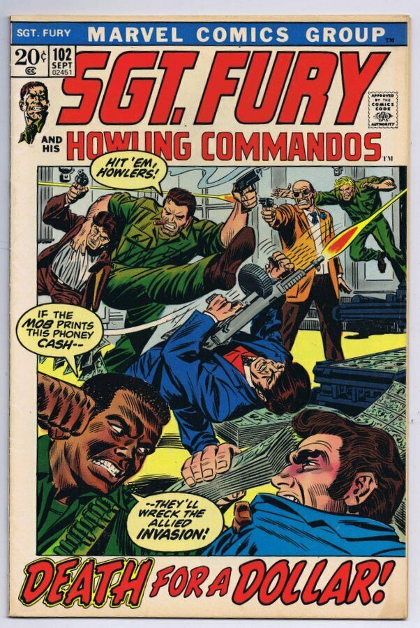 Sgt Fury #102 ORIGINAL Vintage 1972 Marvel Comics Death for a Dollar ...