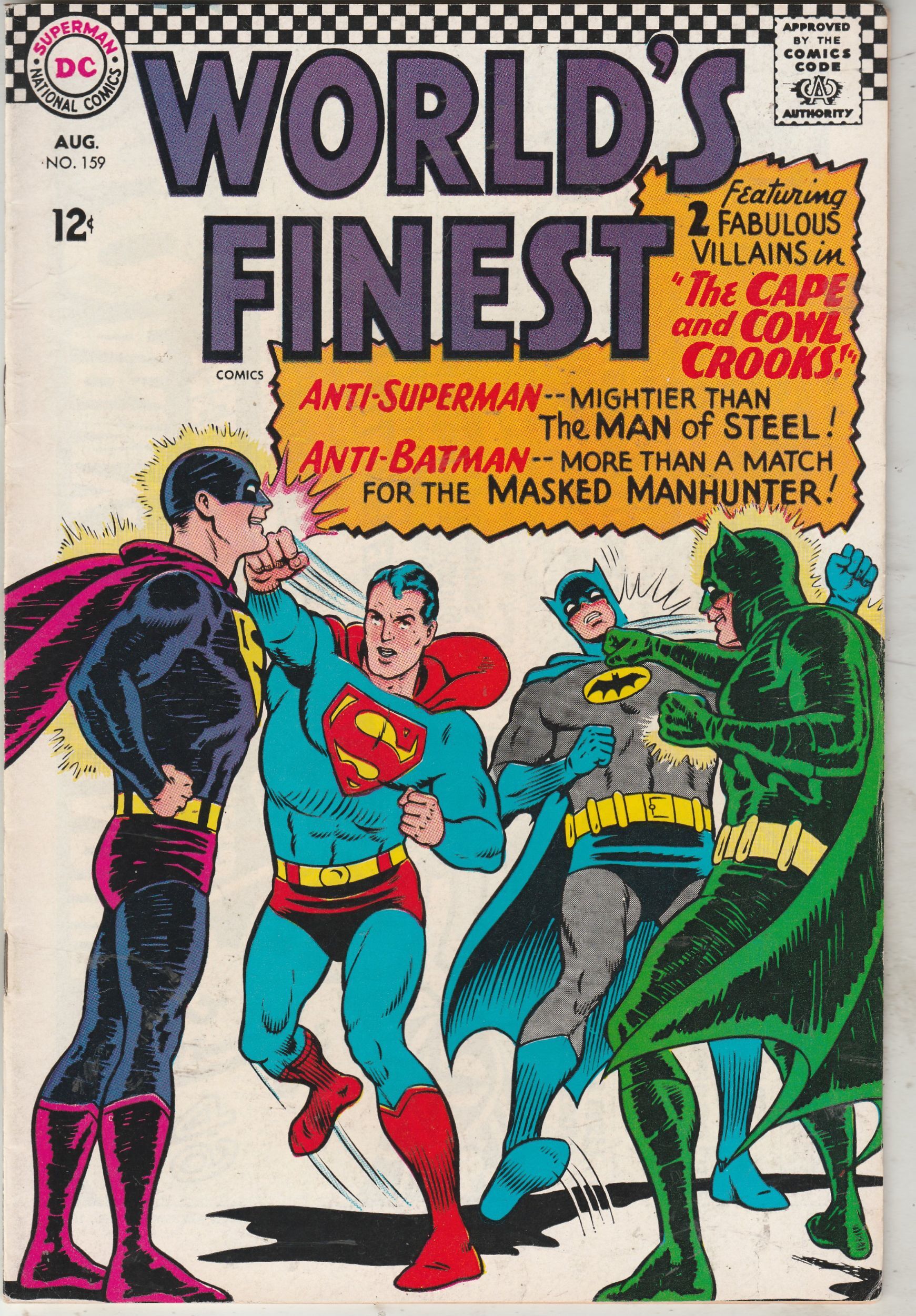 World's Finest Comics #159 (1966) NM- 1st Anti-Superman, Anti-Batman ...