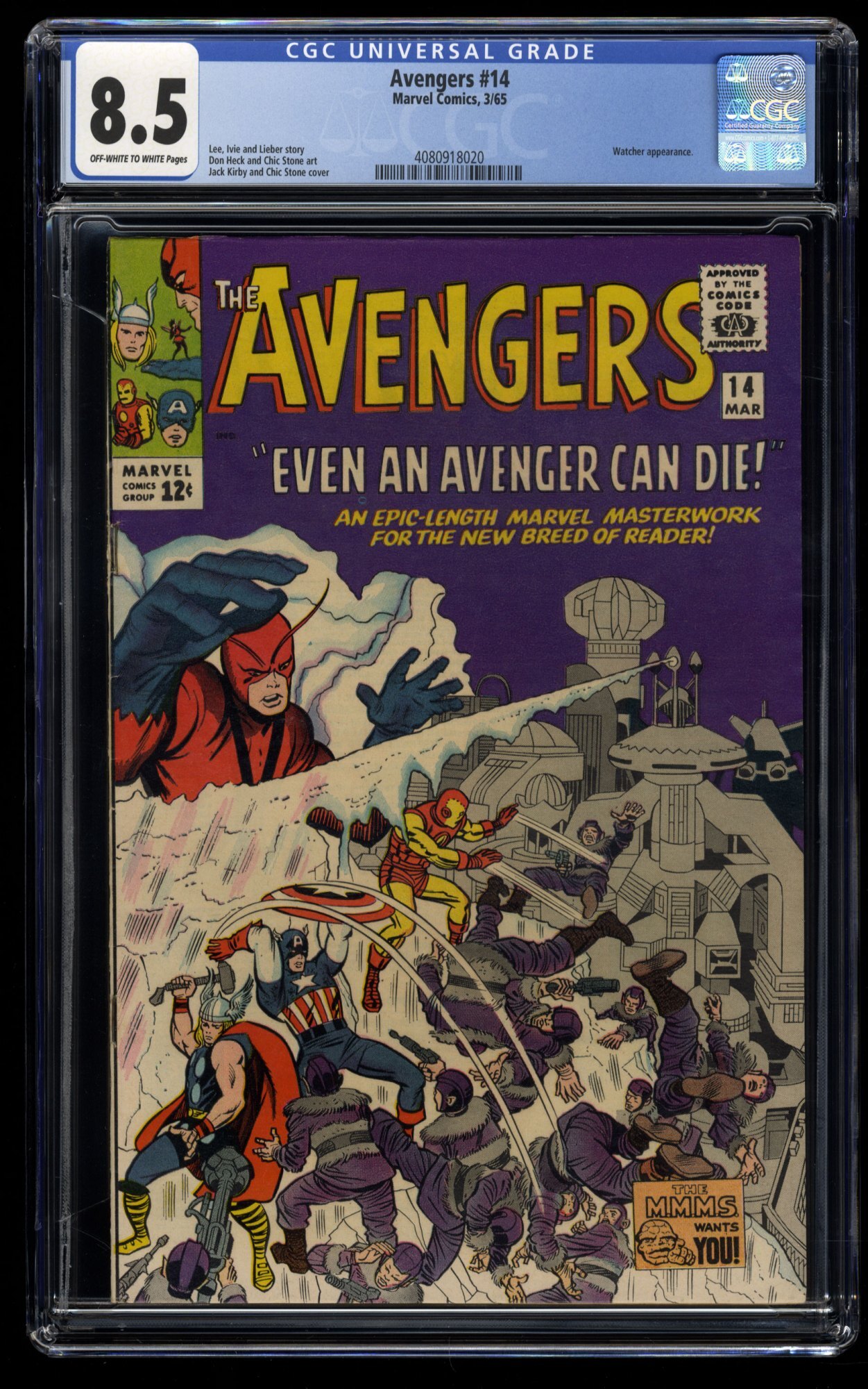 Avengers #14 CGC VF+ 8.5 1st Appearance Of Ogor & The Kallusians! | Comic Books - Silver Age ...