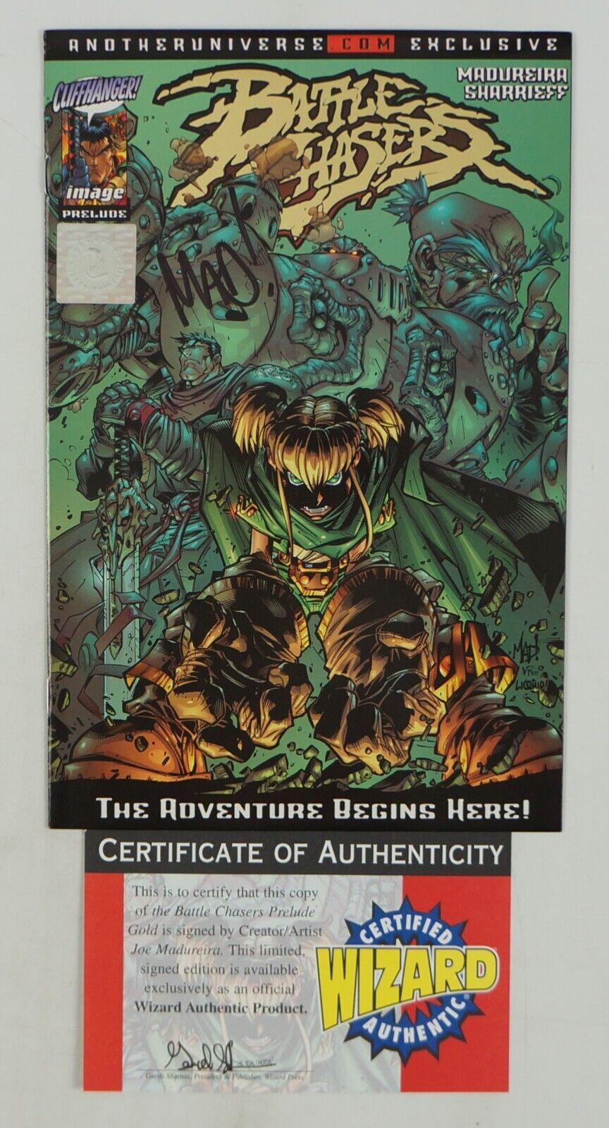 Battle Chasers Prelude #1 VF- Another Universe Gold Variant SIGNED Joe ...