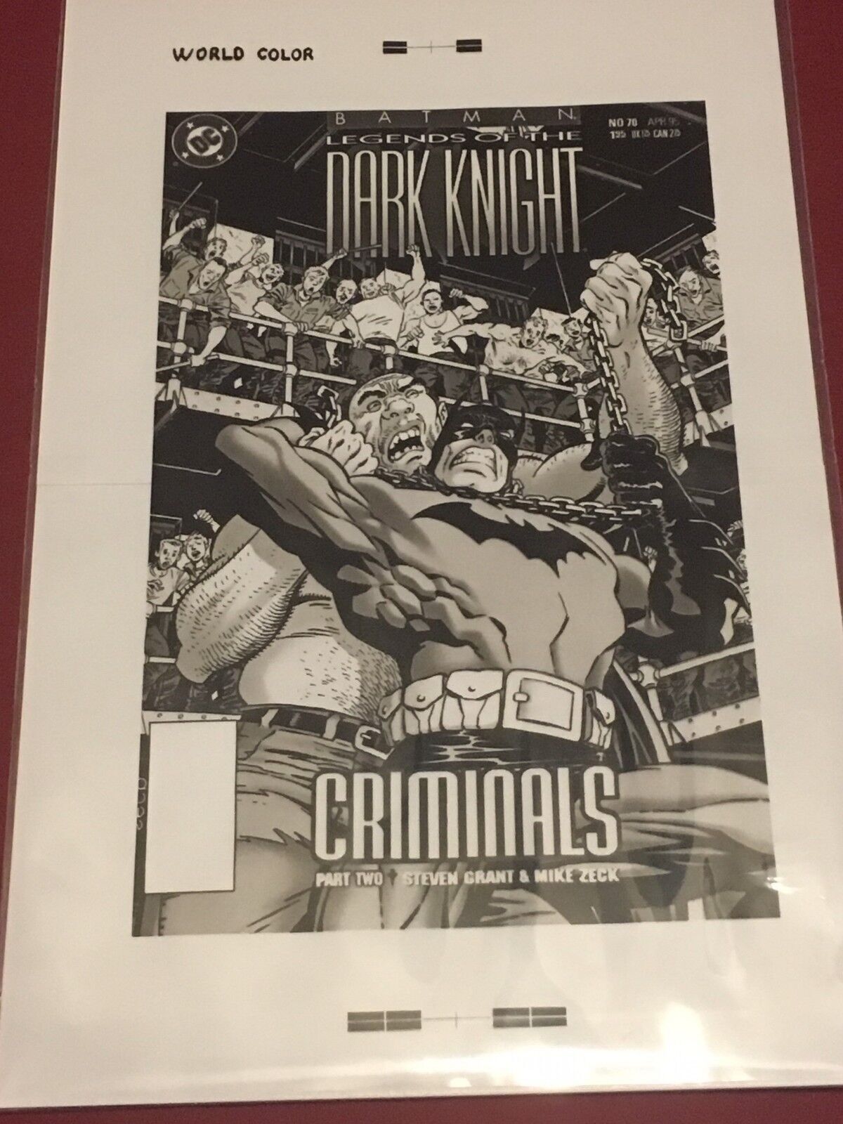 Batman Legends of the Dark Knight 70 Double Size Cover Mike Zeck 1995 ...