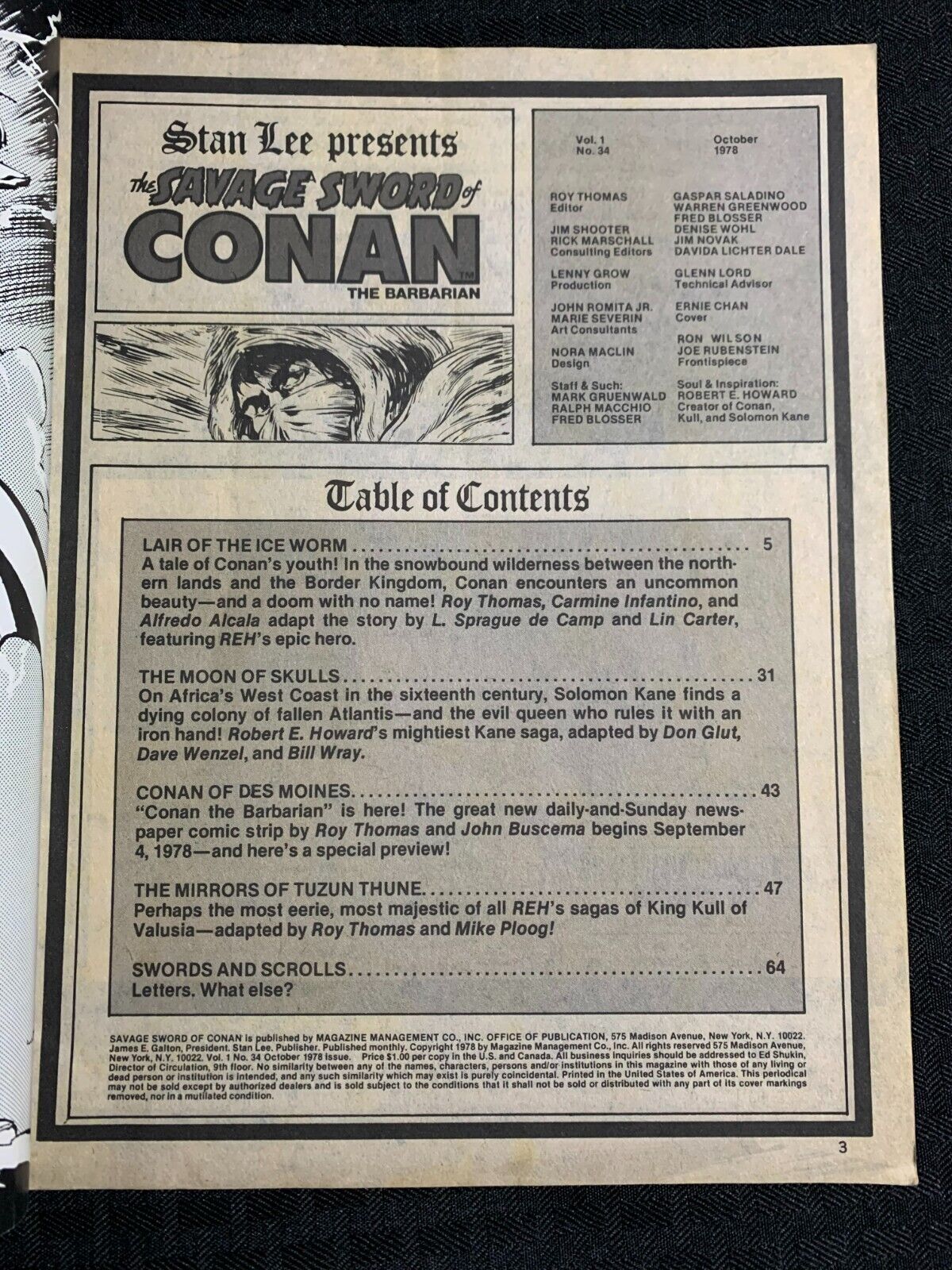 1978 SAVAGE SWORD OF CONAN Magazine #34 VG 4.0 Ernie Chan / Carmine ...