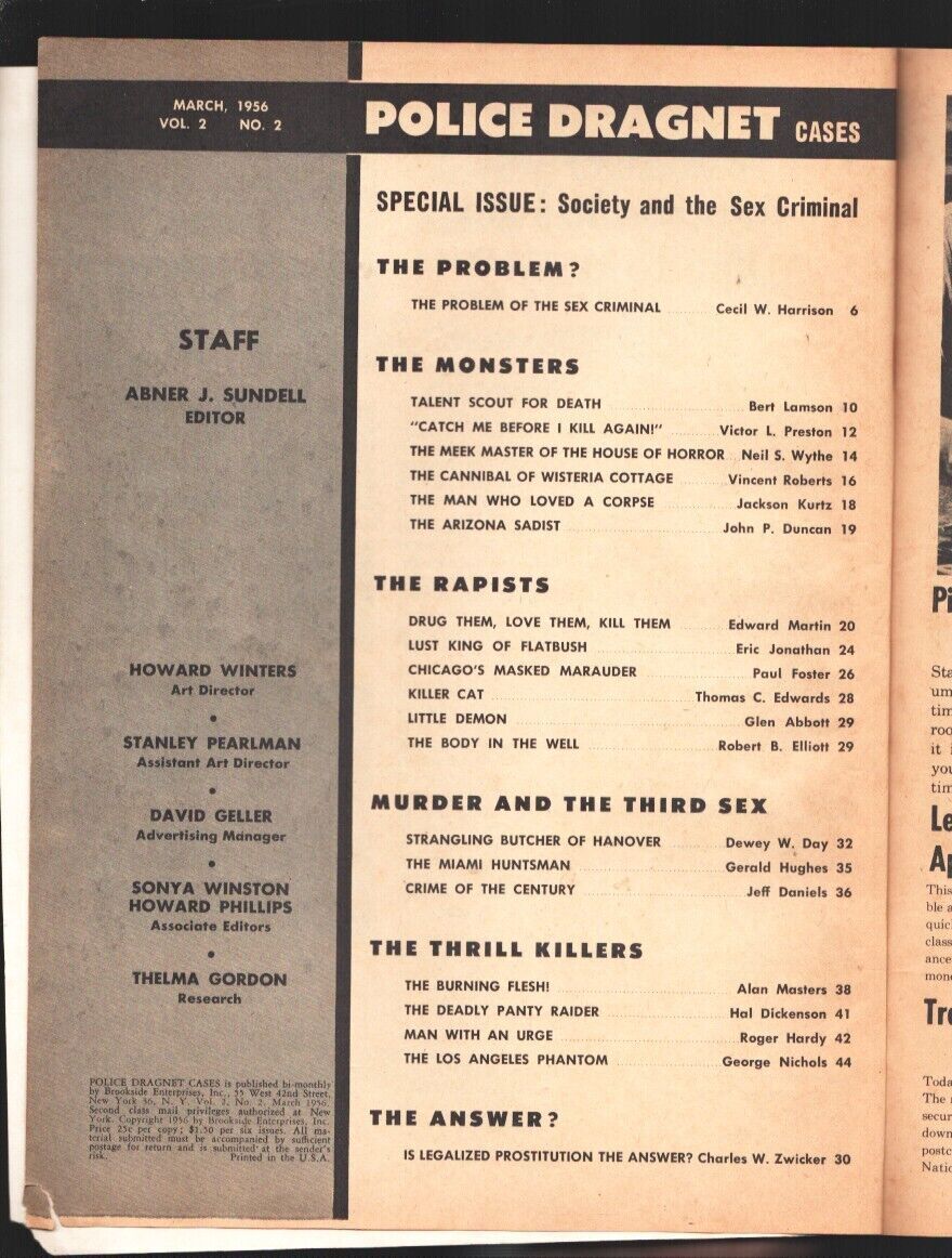 Police Dragnet Cases 3/1956-Meek Master of the House of Horrors-Arizona ...