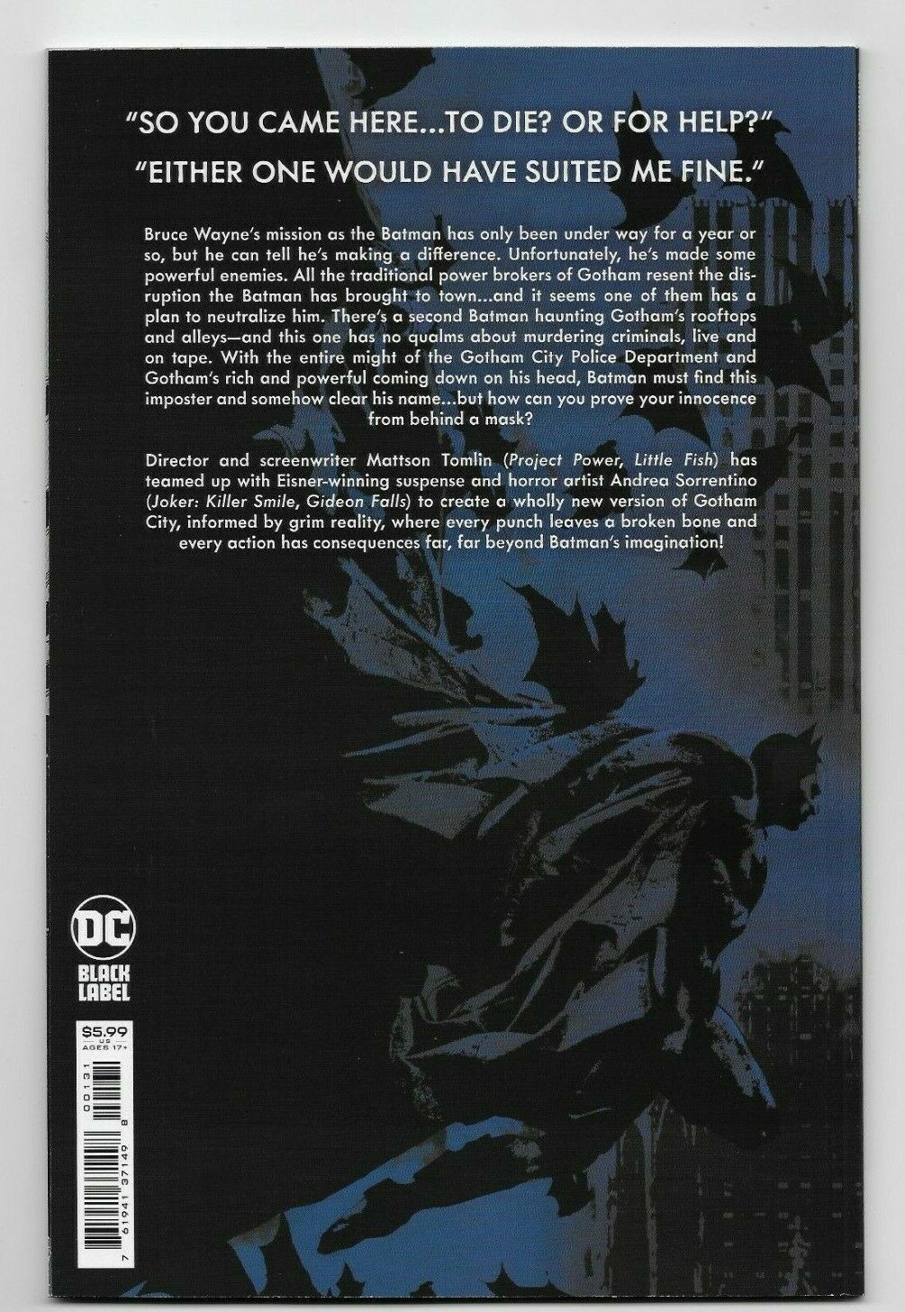 Batman Imposter #1 DC Black Label Comic 2021 Kaare Andrews 1:25 Variant ...