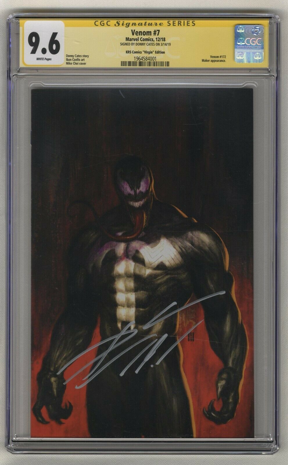 Venom #7 - CGC 9.6 - Signature Series - 2018 - Donny Cates - KRS Virgin ...