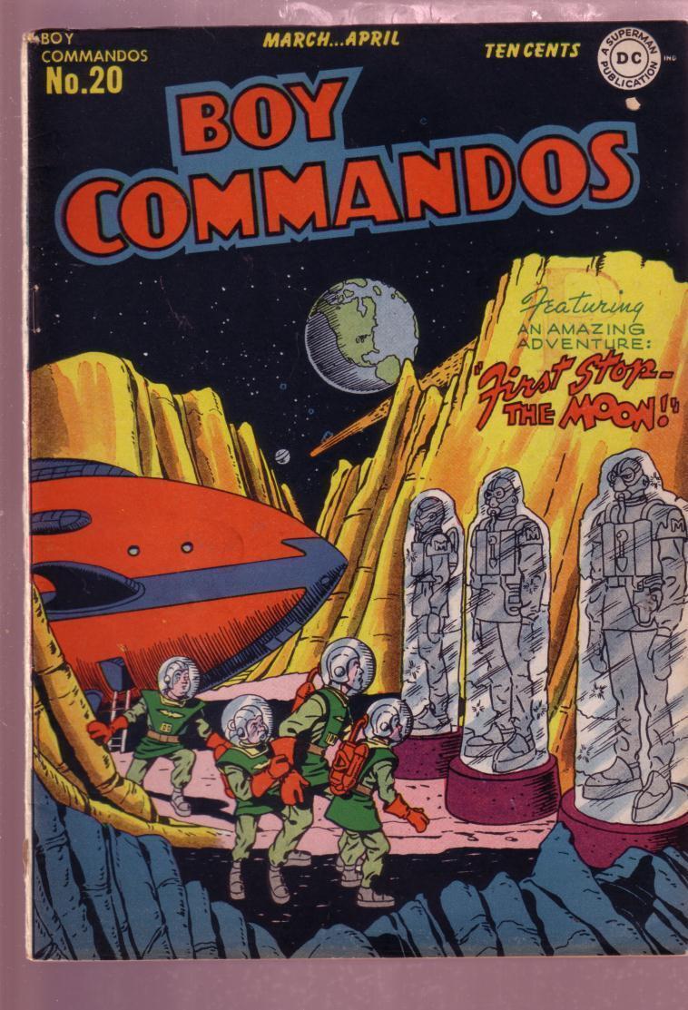 BOY Commandos #20 1947-First Stop the Moon-Rocket-Scifi FN | Comic ...