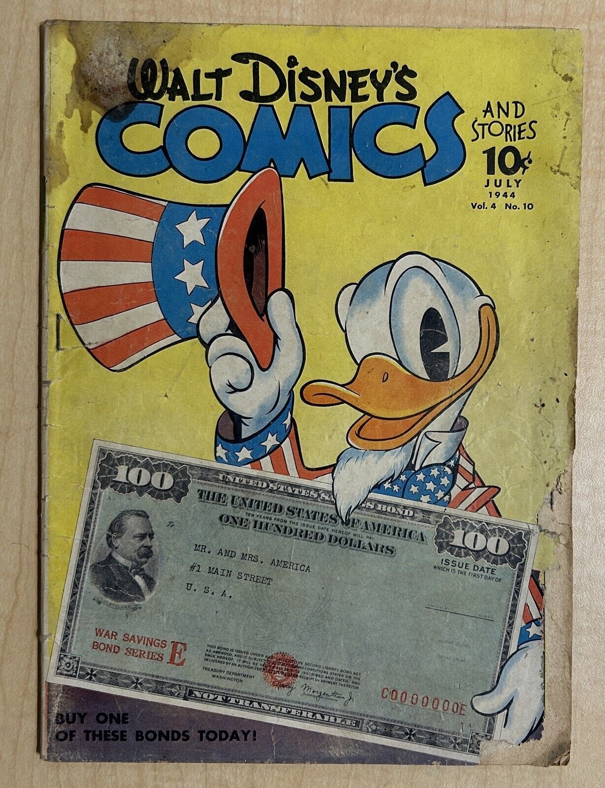 Walt Disney's Comics and Stories #46 G- 1.8 Dell 1944 BARKS ART/ War ...